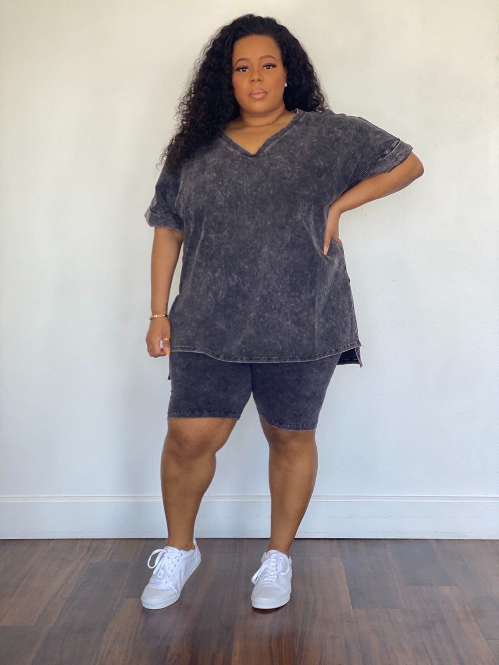 Mineral Wash Biker Short Set | Charcoal – Jade Velour Boutique